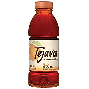 Tejava Peach Black Tea, 6 Pack 16.9 oz PET, Unsweetened, Ready-to-Drink Premium Iced Tea