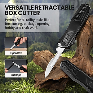 LYPOBALA Utility Knife, Retractable Box Cutter, Aluminum Alloy Shell Pocket knives, Small Scalpel Knife, EDC Knife, 10 Extra Carbon Steel Replacement Blades #24, Great Gift for Men Women