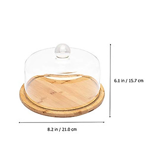 Cake Stand with Dome, Display Cake Stand Serving Platter Snack Tray Round Dessert Plate Tray for Baking Wedding Party (21 * 21 * 15.7cm)