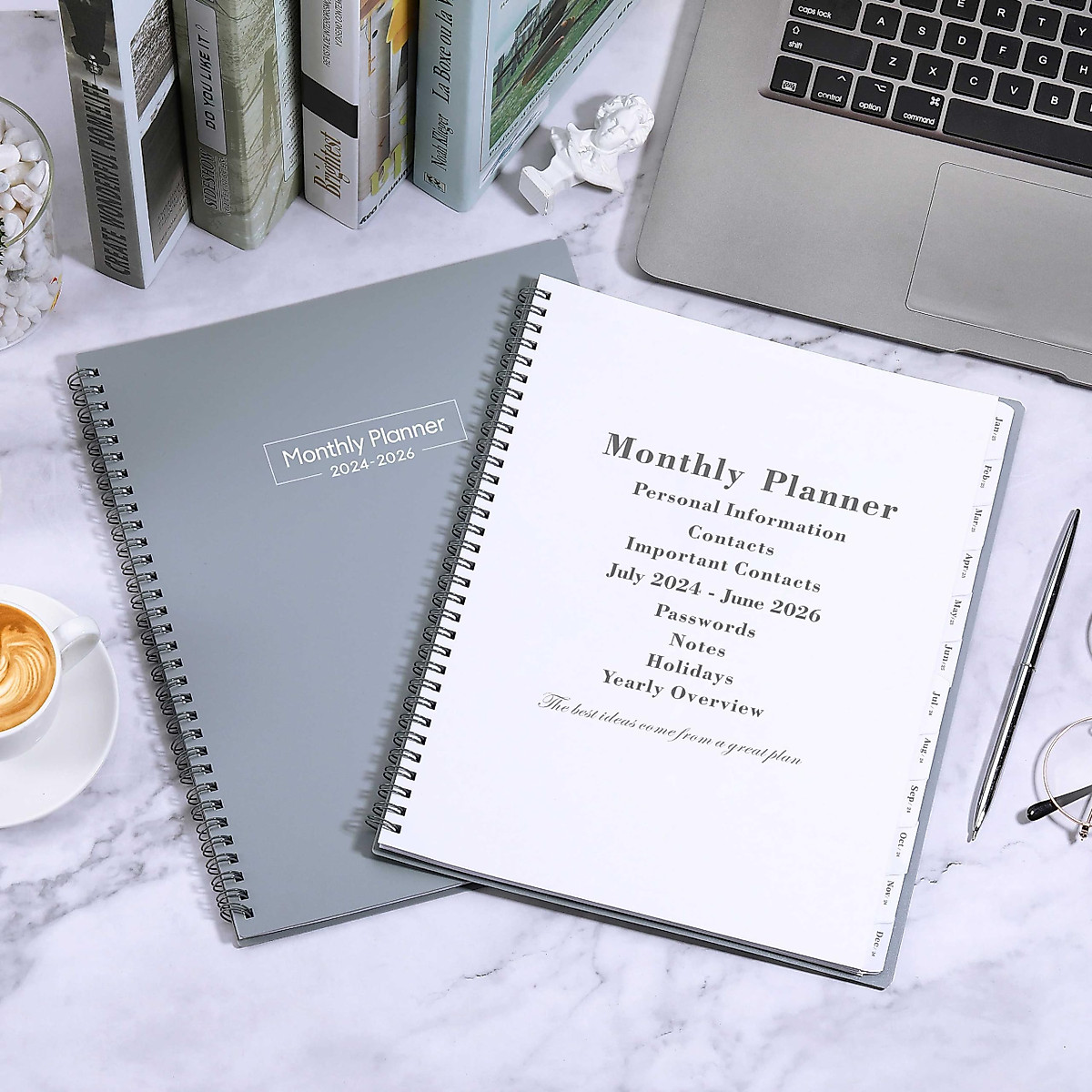 2024-2026 Monthly Planner - Monthly Planner from July 2024 to June 2026, Monthly Planner 2024-2026, 9'' x 11'' Grey