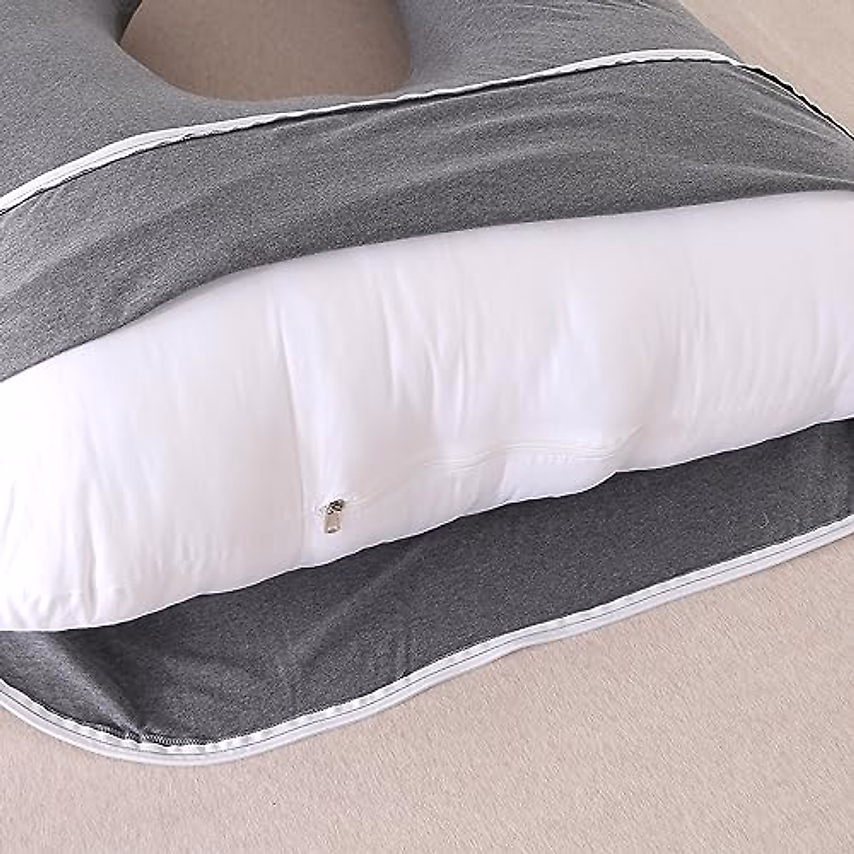 BATTOP Pregnancy Pillow Cover for U+J Shaped Body Pillow,57 inch Large Pregnancy Pillowcase,Cooling,Machine Washable Replacement Cover,Fits Most 55/57 Inch,Cover Only