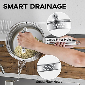 Leetaltree 2.5 Quart Stainless Steel Saucepan with Steamer Basket, Tri-ply Construction, Multipurpose Sauce Pan with Double-sized Drainage Lid - Perfect for Cooking Gravies, Pasta, Vegetable and More