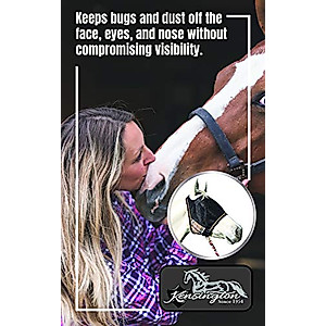Kensington UViator CatchMask Horse Fly Mask with Web Trim UV Eye Protection Mask for Horse - Large, Deluxe Black