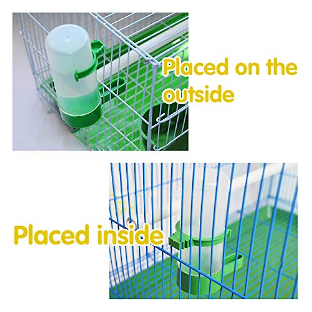 QX-Pet Supplies 2Pcs Automatic Bird Feeder Bird Waterer & Feeder Parakeet Hanging Food Dispenser Bird Cage Accessories for Parrots Budgie, Cockatiel, Lovebirds (60 ml / 2.03 oz)