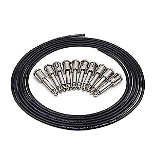 SAPHUE Guitar Patch Cable Guitar Bass Effect Pedal Cables, Solderless Pedalboard Cable Kit,10ft Cable 10 Tip Connectors Solderless Make 5 DIY Custom Patch Cables(Straight Plugs Solderless Kits)
