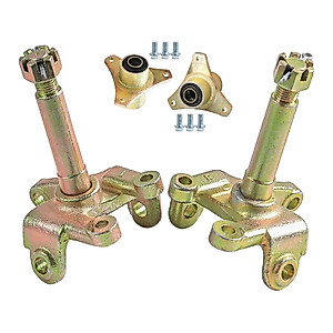 YC Yier Front Steering Wheel Tie Rod Kit Gear Rack Pinion Shaft & 3 Stud Wheel Hub Steering Spindle Knuckle DIY Parts for Go Kart Go Cart Golf Cart ATV UTV Quad Buggy Drift Trike Lawn Mower