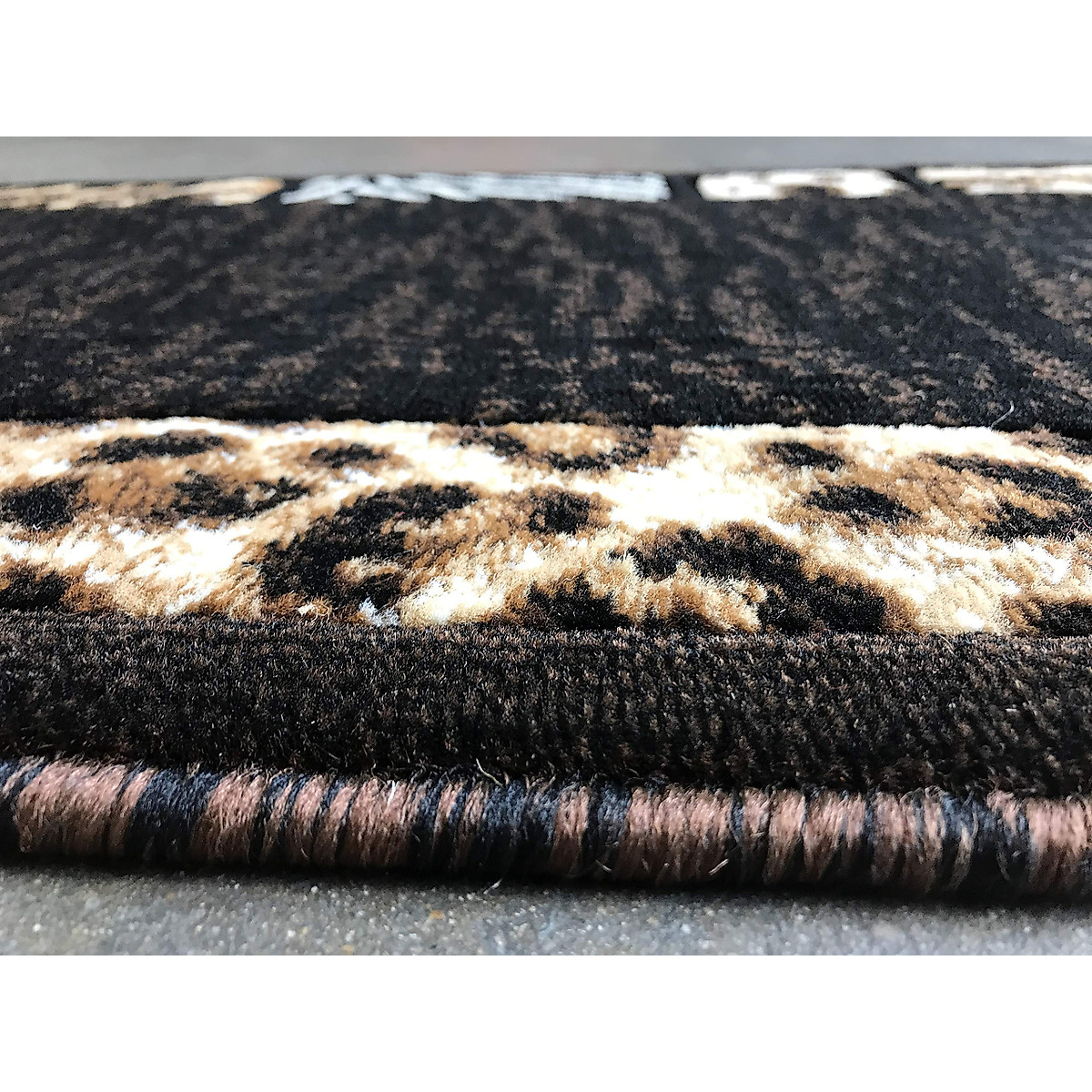 Masada Rugs Animal Skin Leopard Border Door Mat Rug Black Design 73 Skinz (2 Feet X 3 Feet 4 Inch