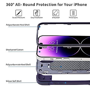 MARKILL Compatible with iPhone 14 Pro Max Case 6.7 Inch with Ring Stand, [Soft Silicone and Hard Plastic ] Heavy-Duty Military Grade Shockproof Phone Cover for iPhone 14 Pro Max. (Deep Purple)