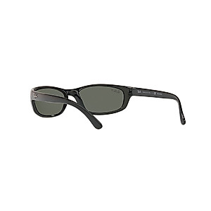 Ray-Ban Men's RB4115 Rectangular Sunglasses, Black/Polarized Green, 57 mm