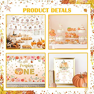 Fiesec Little Pumpkin 1st Birthday Decorations, Thanksgiving Fall First Birthday Party Decorations for Girls, Our Little Pumpkin is Turning One Decor Banner Balloon Cake Cupcake Topper Crown Poster