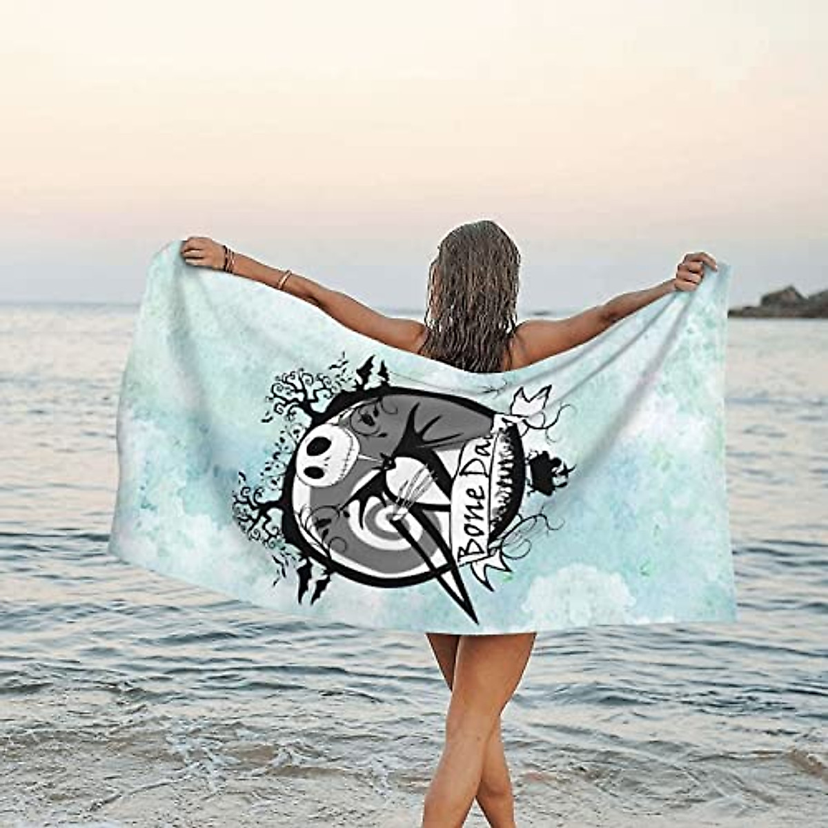 NIKROAD Nightmare Cartoon Before Christmas Quick Dry Towels, Funny Beach Towel, Super Absorbent Lightweight Custom Towel, Large Beach Towels for Travel and Beach 31.5"X63"