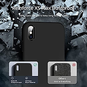 Dssairo [3 in 1 Designed for iPhone Xs Max Case, with 2 Pack Screen Protector, Slim Liquid Silicone Phone Case for iPhone 10 Xs Max 6.5 Inch, [Anti-Scratch] [Drop Protection] (Black)