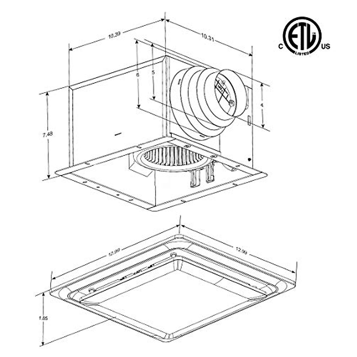 Aero Pure ABF110 L5 W ABF110L5 Ceiling Mount 110 CFM w/LED Light/Nightlight, Energy Star Certified, White Quiet Bathroom Ventilation Fan