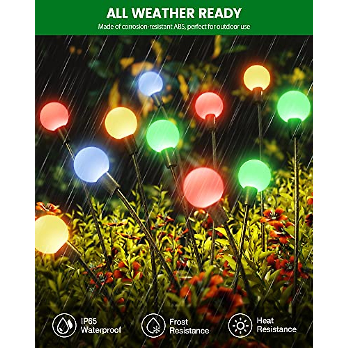 NEEMO Solar Garden Lights 4 Pack - Upgraded Brighter Firefly Lights Solar Outdoor with 8 LED, Swaying and Dancing, Solar Outdoor Lights, Pathway Lights Solar Powered for Yard Garden Patio (Colorful)