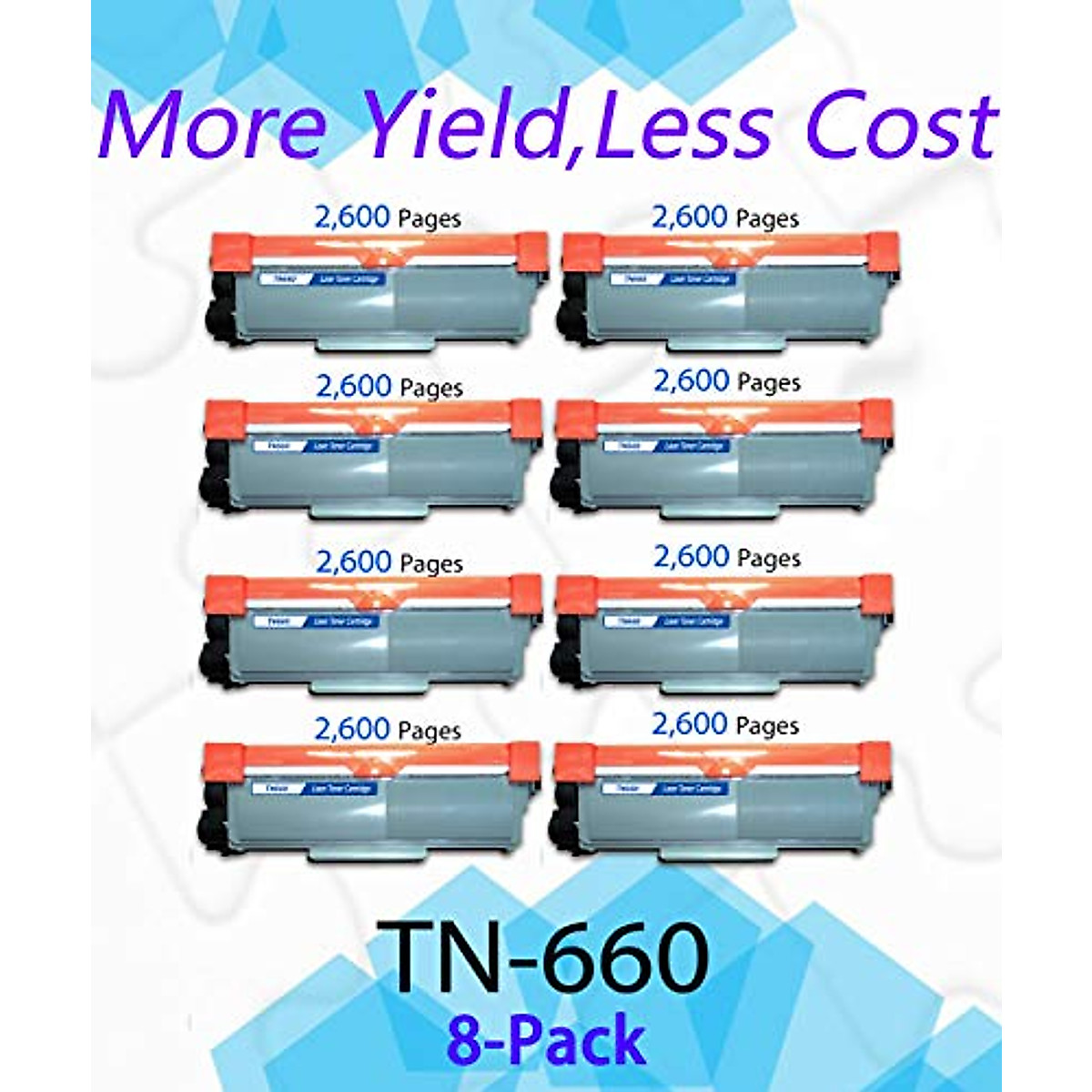 8-Pack Compatible TN660 Toner Cartridge TN-660 Work for Brother HL-L2340DW L2380DW L2340DWR DCP-L2500D DCP-L2540DNR MFC-L2720DW MFC-L2700DW Printer, Sold by EasyPrint