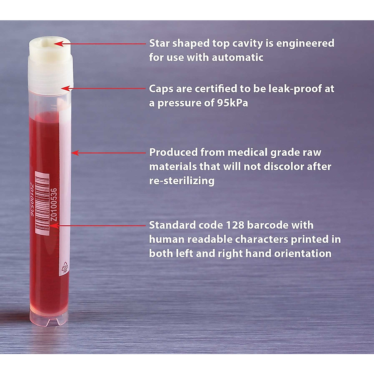 Globe Scientific CryoClear 3015-50 Polypropylene Barcoded Cryogenic Vial, 5mL Capacity, Sterile, External Threads, Attached Screwcap with Molded O-Ring, Round Bottom, Self-Standing (Case of 50)