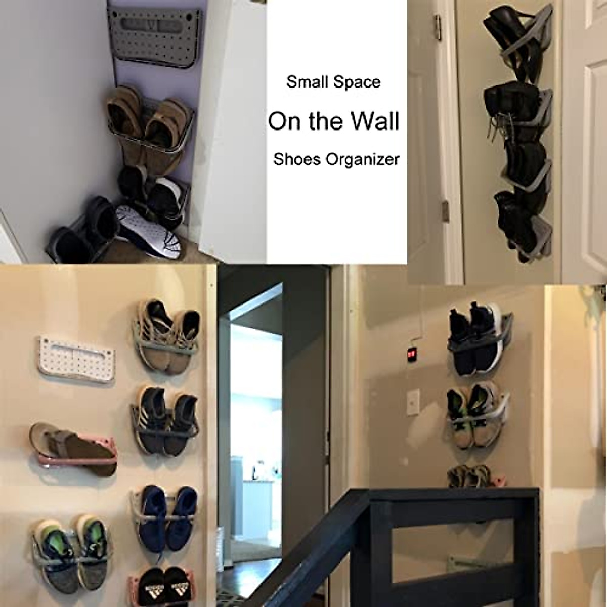 Laugh Cat 4 Pack Hanging Plastic Shoe Rack Wall Mount Creative Folding Organizer Camper Shoes Storage Shelf Adhesive Shoe Holder For Door