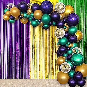 80PCS Mardi Gras Party Balloons Decoration Supplies - Purple Green Gold Mardi Gras Themed Latex Balloons Party Decorations