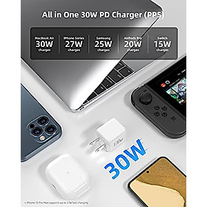 30W USB C Charger by imuto, 2 Pack USB C Super Fast Charging Pixel Phone Charger GaN PD PPS for iPad Pro, iPhone 14, 13 Pro Max, Pixel, Galaxy S22, MacBook Air & More
