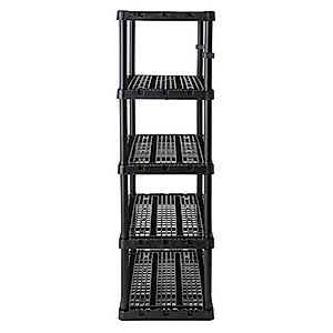 Gracious Living 5 Shelf Knect-A-Shelf Ventilated Extra Heavy Duty Storage Unit 24 x 36 x 72 Organizer System for Home, Garage, Basement & Laundry, Black