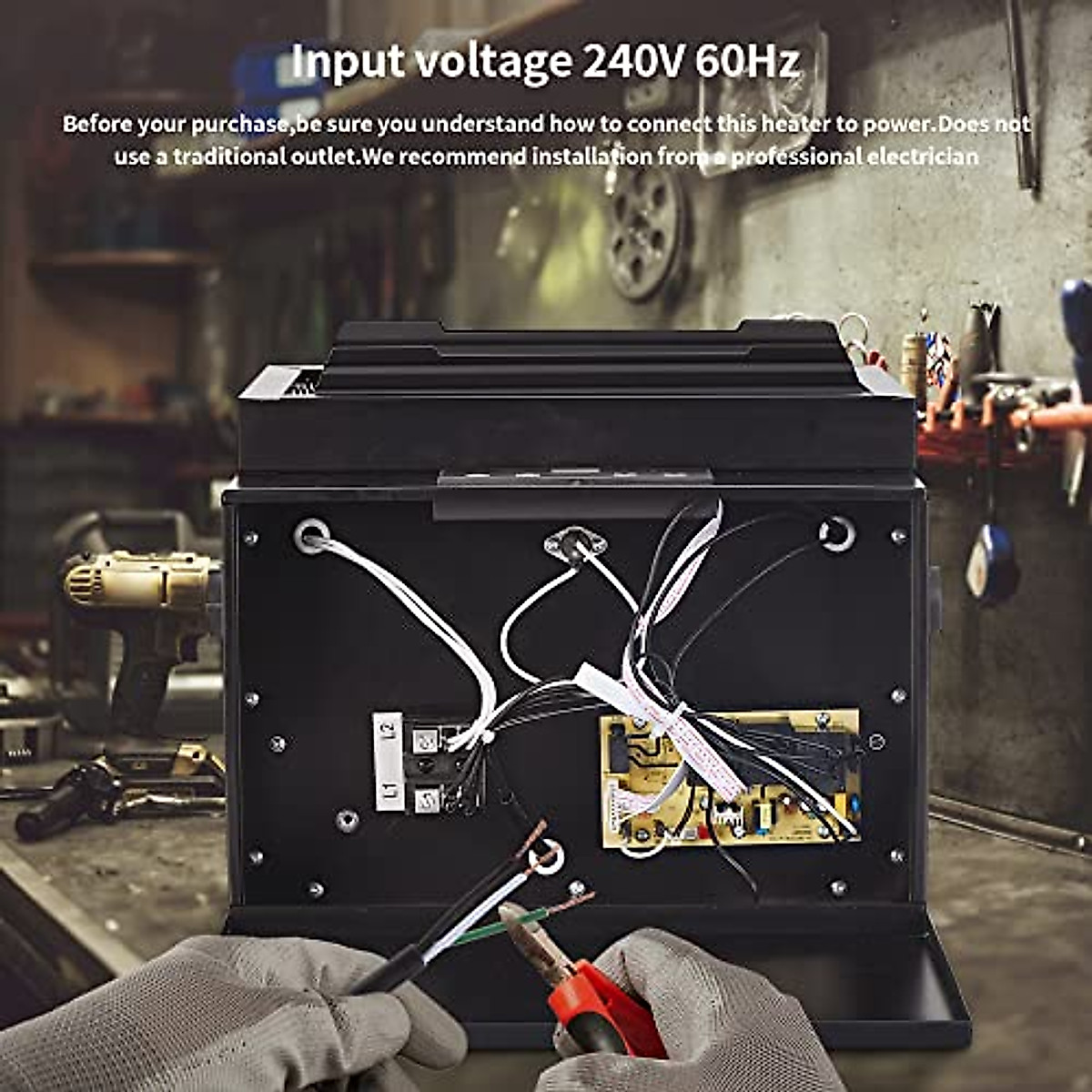 Uthfy 7500W Ceiling Mount Heater,25000BTU Fan-Forced Industrial Heater with Digital Thermostat,Electric Garage Heater with Remote Control,9H Timer, Black, 14.0 * 10.6 * 12.7" (BGP2102-75R)