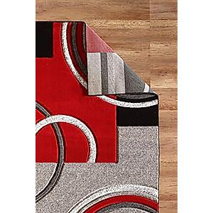 GLORY RUGS Area Rug Modern 5x7 Red Soft Hand Carved Contemporary Floor Carpet with Premium Fluffy Texture for Indoor Living Dining Room and Bedroom Area