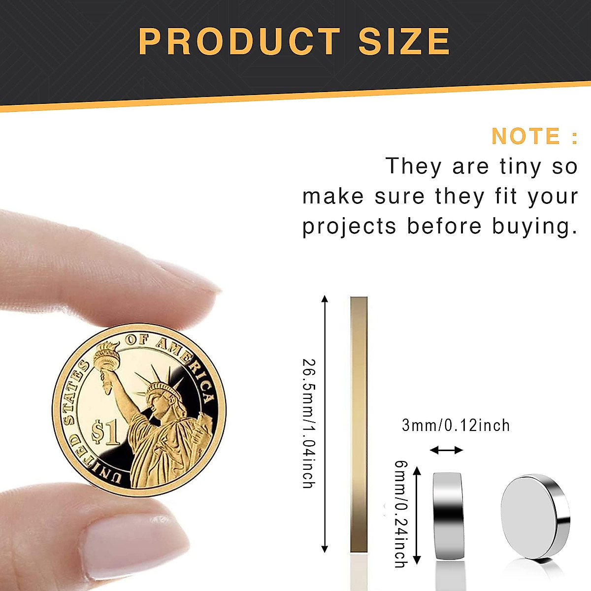 TRYMAG Small Magnets, 50Pcs Strong Refrigerator Magnets Tiny Rare Earth Magnets for Whiteboard, Mini Round Neodymium Disc Magnets for Crafts, DIY, Science, Office Magnets