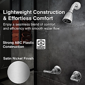 Pacific Bay Tub and Widespread Shower Faucet Trim Kit - Non-Metallic High Grade ABS Plastic Construction - Brushed Satin Nickel Finish