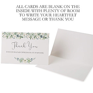 VNS Creations Sympathy Thank You Cards - 300 GSM Thick And Durable Card Stock - Blank On Inside With A Shiny Finish On Outside - Won't Smudge Or Smear - Cards For Somber Occassion