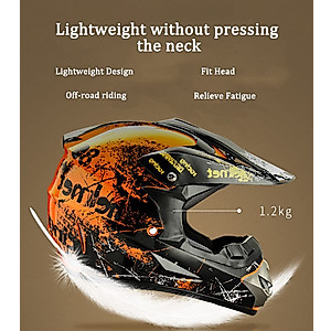 Adult Dirt Bike Motocross ATV Bluetooth Motorcycle Helmet, Youth Kids Four Wheeler Off-Road Mountain Bikes MTB MX Racing Crash Helmets DOT Approved Outdoor Sport Protective Helmet -B-Small