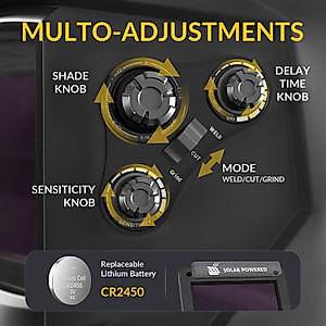 GZ GUOZHI Welding Helmet, Large Viewing Screen 3.93"X3.66", True Color Solar Powered Auto Darkening Welding Helmet, Wide Shade Range 4~5/9-9/13 Welding Mask with Weld/Grind/Cut Mode for TIG MIG ARC