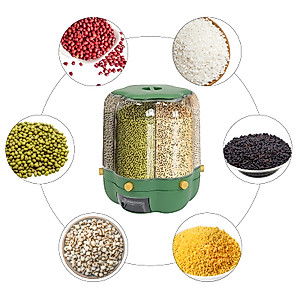 Gagalayong Cereal Grain Container Storage, 6 Compartment Separate Rice Dispenser, 360° Rotating Grain Storage Food Dispenser with Lid for Peanut Barley Millet and Large Grain Cereal (27.55lbs