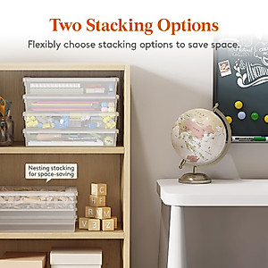 Lifewit 4 Pack Plastic Multi-Purpose Storage Box with Latching Lids, Clear A4, 8.5" x 11" Letter Size Paper Storage, Storage Containers for Board Game, Craft, Document, Magazine, Art Supplies