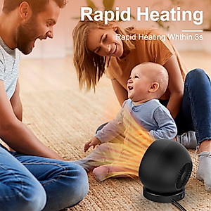 Lmkeji Desk Heater,600W Energy Efficient Desktop Heater for Indoor Use,Safe and Quiet for Bedroom Home Office Desk Use(Black)