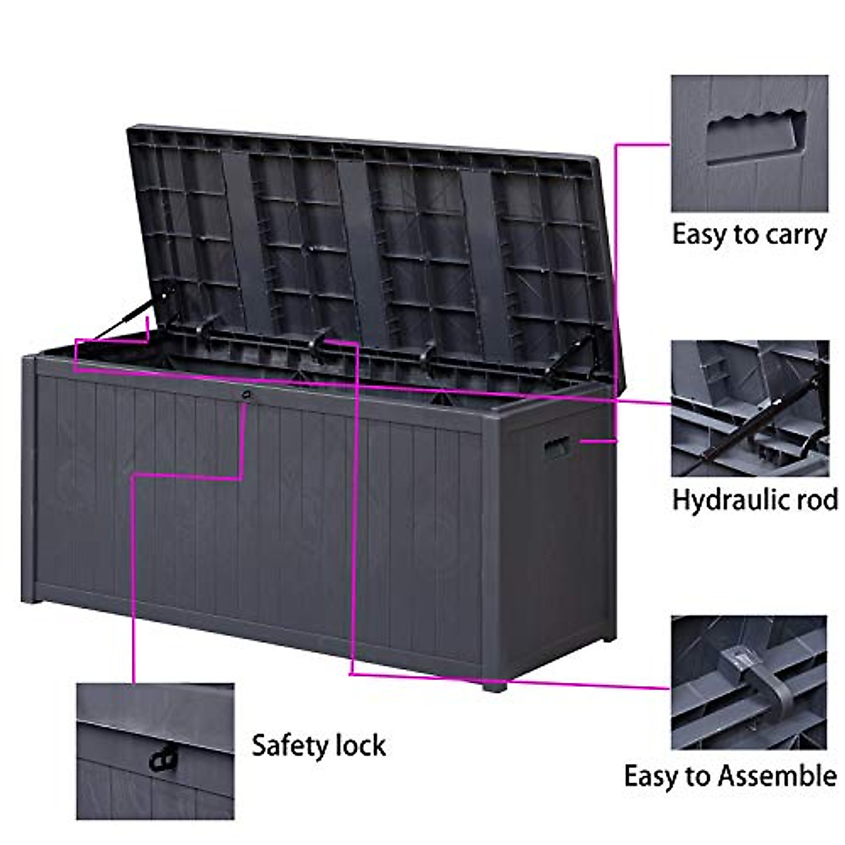 OVASTLKUY Outdoor Storage Container Deck Box-Organization and Storage for Patio Furniture, Outdoor Cushions, Garden Tools and Pool Toys (C006)