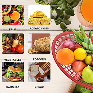 Cezoyx 50 Pack Red Fast Food Basket, 8.9 x 5.6 x 1.5 inch Oval Bread Fry Baskets Plastic Food Serving Tray for Fast Food Restaurant Supplies, Deli Serving, Chicken, Burgers, Sandwiches, Fries