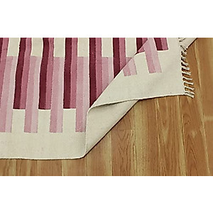 Casavani Hand Block Printed Boho Area Rug Hand Made Striped Tassel Rug Cotton Easy Washable Rugs Floor Carpet for Doormat Entryway Living Room Bedroom Hallway Balcony 10x16 Feet