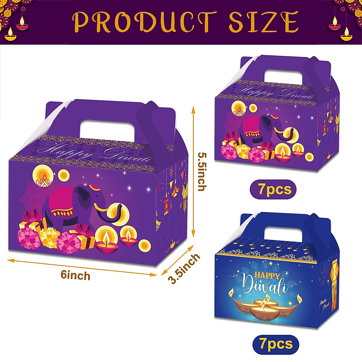 14 Packs Diwali Party Gift Box-Diwali Party Decorative Gift Bags Snacks Candy Bags Kids Party Supplies