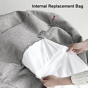 PRELGOSP Bean Bag Chair Cover Without Filling, Soft Lazy Sofa Beanbag Toy Storage Stuffed Animal Seat for Adults, Kids, Teens,Grey,XXL