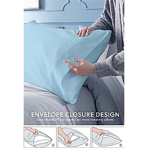 Comfort Beddings King Pillow Cases Set of 4 Light Blue 100% Organic Cotton 600 Thread Count Premium Light Blue Cotton Pillowcases, King Pillowcase Pillow Covers, 20 x 40 inch