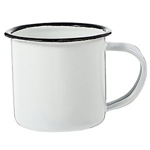 DOITOOL Fun Metal Coffee Mug Campfire Coffee Mug, Camping Coffee Mug Drinking Cup with Handle, Metal Coffee Tea Cup, Suitable for Indoors, Outdoors, Camping and Hiking (White) Coffee Tin Mugs