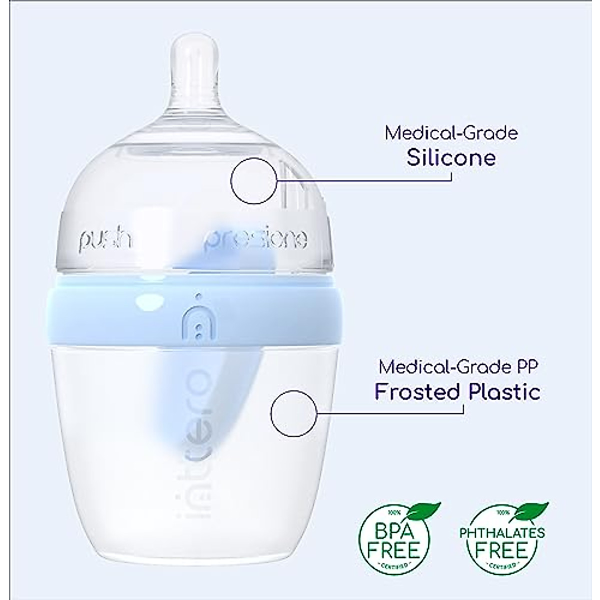 INTTERO 6oz Pink Formula Dispenser Anti-Colic Baby Bottles - 2 Pack/Slow Flow (Cute Pink) — Everyday Baby Essential — Formula Bottle On The Go — Biberones para Formula — Pop Yummy Baby Mixie Brezza