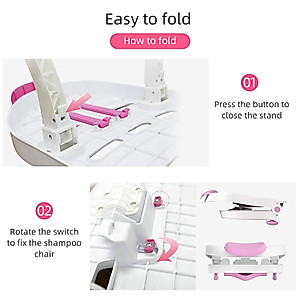 Fedicelly Toddler Shampoo Chair Bather Girls, Kids Hair Washing Bath Seat, Children Head Hair Rinser Salon Chair(Pink)