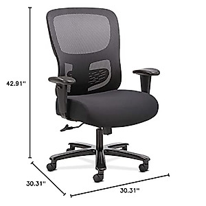 HON Sadie Big and Tall Office Chair Mesh Back Ergonomic Computer Desk Chair Heavy Duty 400 lb Max - Adjustable Arms, Lumbar Support, Comfortable Seat Cushion, 360 Swivel Rolling Wheels - Black