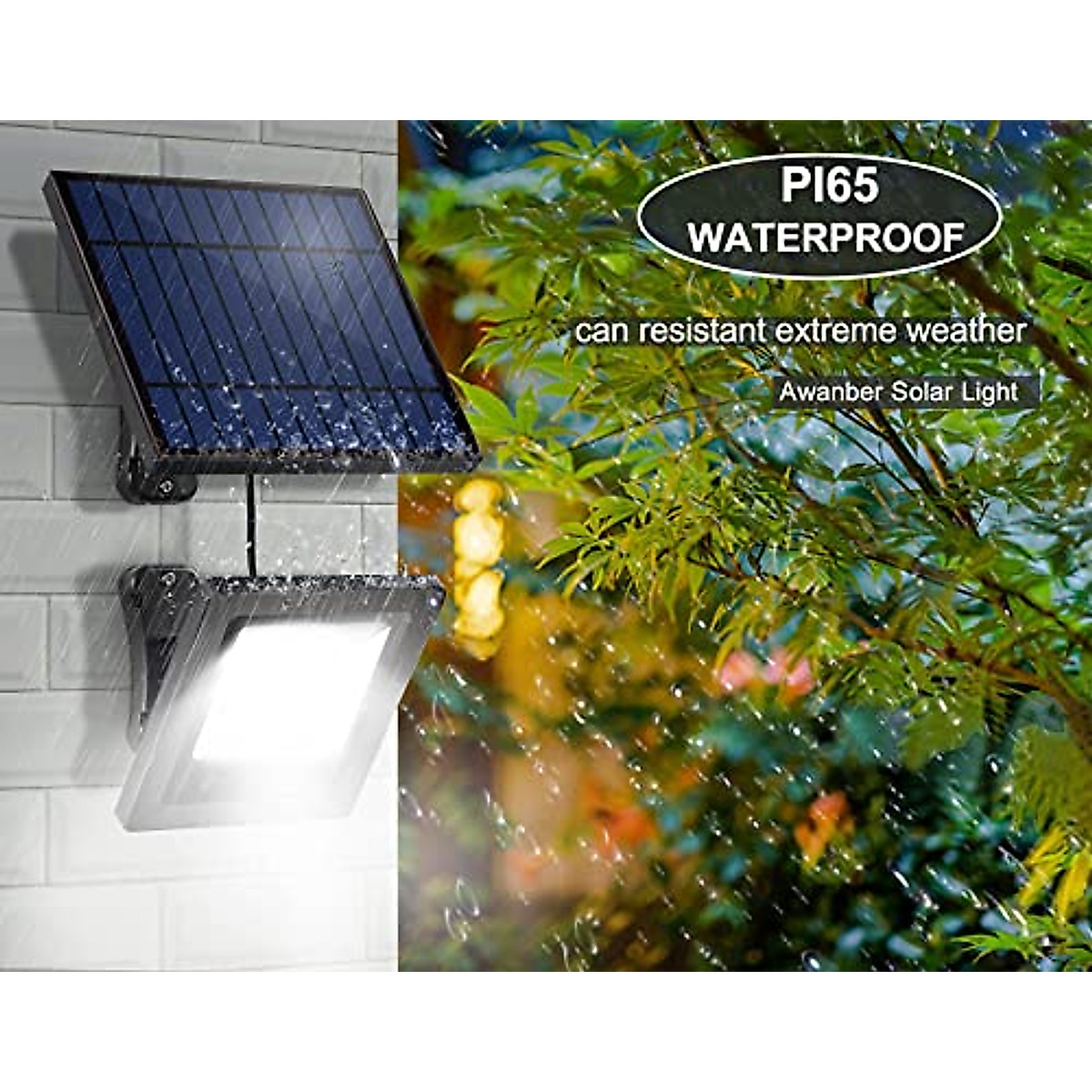 Awanber Solar Powered Lights Outdoor, 2 Pack Wall Mount Solar Dusk to Dawn Lights with IP65 Waterproof, Super Bright Solar Security Flood Lights for Patio, Barn, Garden, Pathway,Yard, Lawn, Balcony
