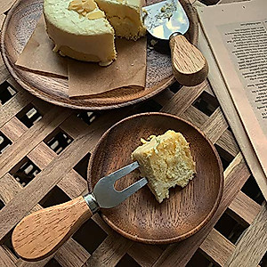 Bekith 8 Pieces Set Cheese Knives with Bamboo Wood Handle - 2 Cheese Knife, 2 Cheese Shaver, 2 Cheese Fork and 2 Cheese Spreader