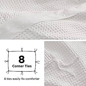 Bedsure Cotton Duvet Cover King - 100% Cotton Waffle Weave Coconut White Duvet Cover King Size, Soft and Breathable King Duvet Cover Set for All Season (King, 104"x90")
