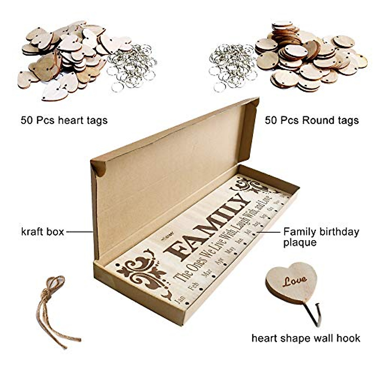 [Gifts for Mom Dad] Family Birthday Calendar Wall Hanging,Wooden Birthday Reminder Plaque Sign Family DIY Calendar Hanging Board Personalized Gifts for Mom