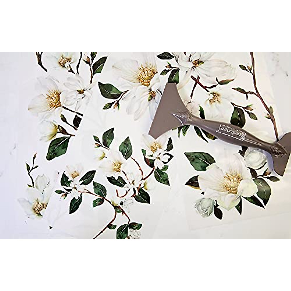 Prima Redesign White Magnolia 6”X12” Transfer Plus Free Tips & Tricks Flyer, Prima Redesign, cream, green