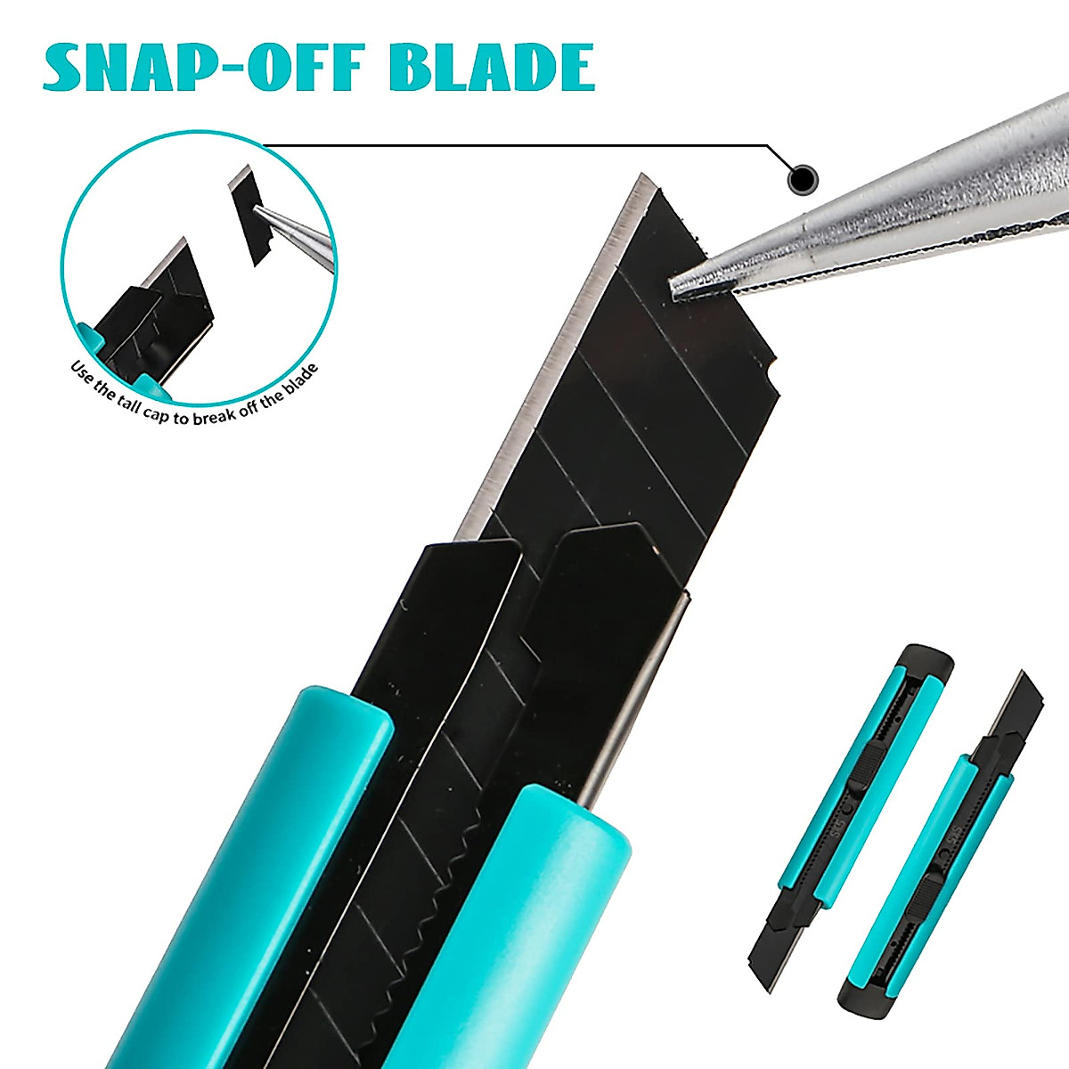 RVOGJP Premium Utility Knife, 1PC Retractable All Metal Heavy Duty Box Cutter, Quick Change Blade Razor Knife, with 3 Extra Blades